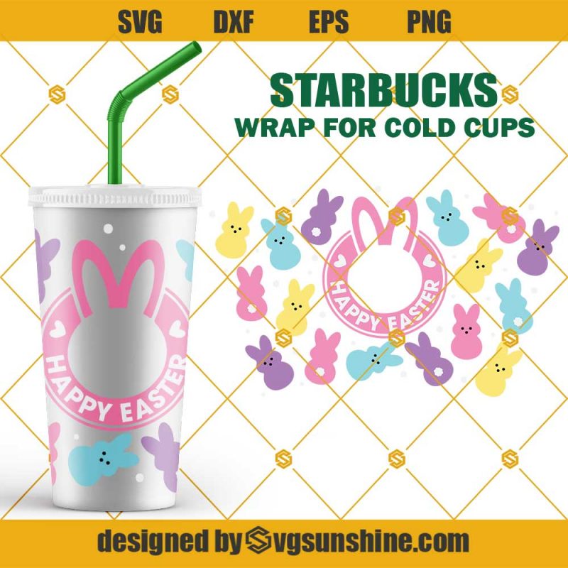 Happy Easter Full Wrap For Starbucks Cup SVG, Full Wrap Easter Rabbit ...