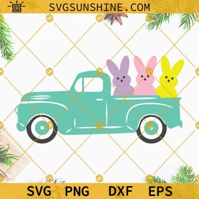 Easter Truck Bunny Peeps SVG, Easter Farmhouse SVG, Easter Truck SVG