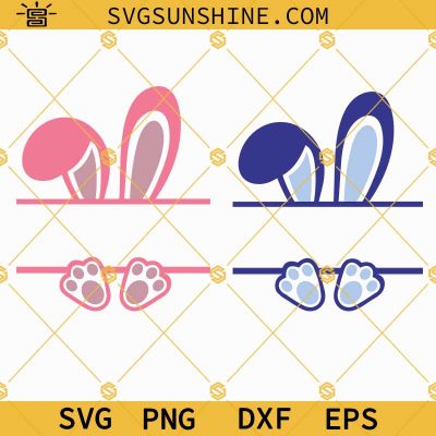 Split Easter Bunny SVG Bundle, Easter Monogram SVG, Bunny Name Frame ...