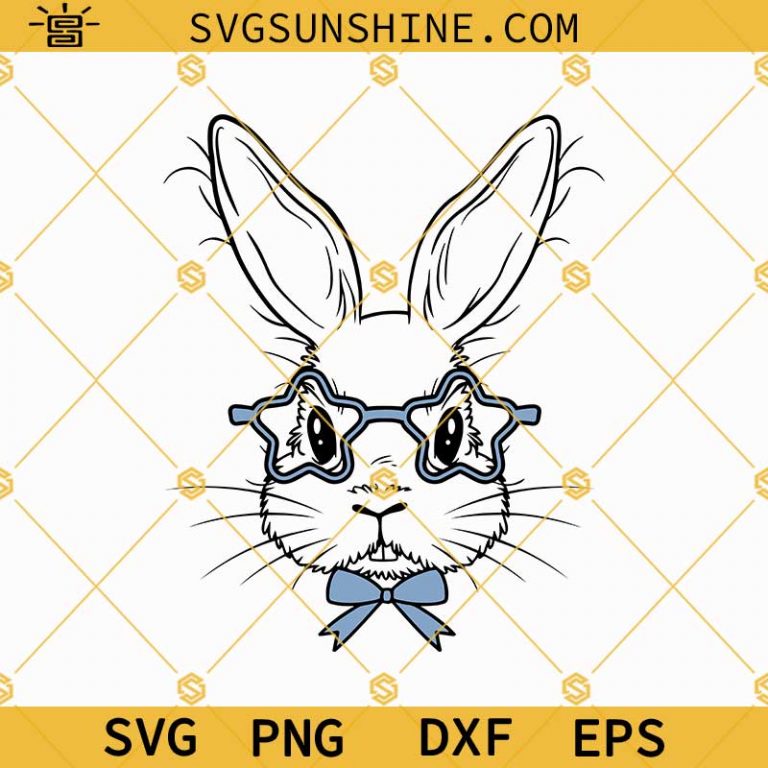 Bunny With Star Glasses SVG, Bunny With Glasses SVG, Bunny Rabbit ...