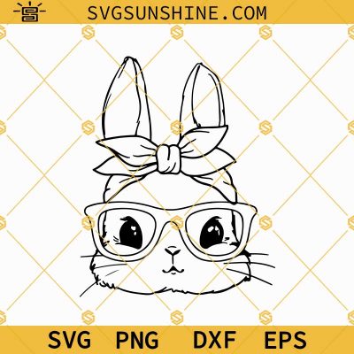 Cute Bunny With Glasses SVG, Bunny With Bow SVG, Easter Bunny SVG ...