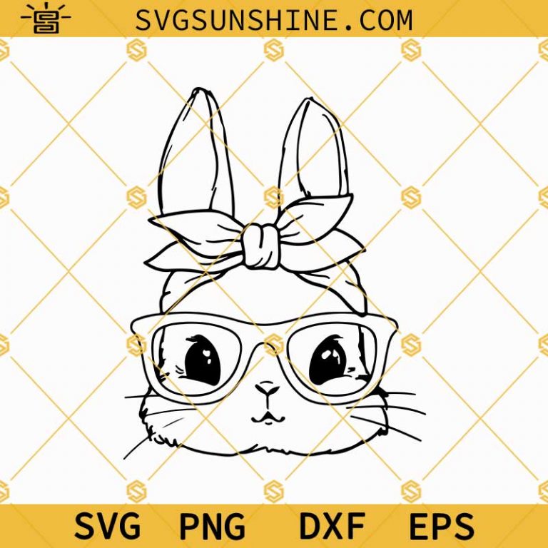 Cute Bunny With Glasses SVG, Bunny With Bow SVG, Easter Bunny SVG ...