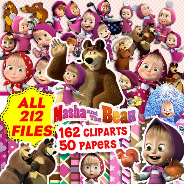Masha and the Bear PNG Clipart, Masha and the Bear Digital Papers PNG ...