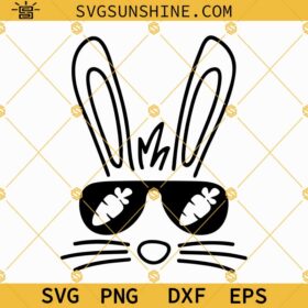 Bunny Easter Svg, Bunny With Sunglasses Svg, Rabbit with Carrots Svg ...