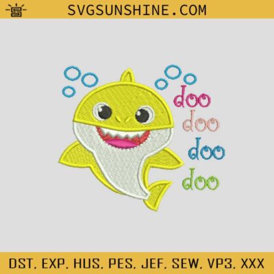 Baby Shark Embroidery Design, Baby Shark Doo Doo Doo Doo Embroidery Files
