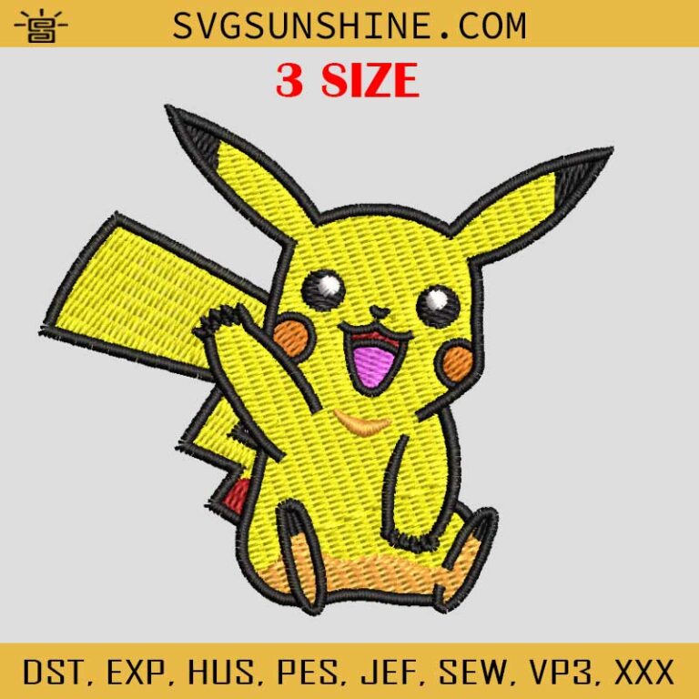 Pikachu Embroidery Design, Pikachu Embroidery Files, Pokemon Machine ...