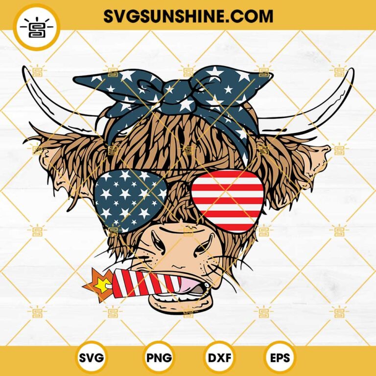 Highland Cow 4th Of July SVG, Patriotic Cow SVG, 4th Of July Cow SVG ...