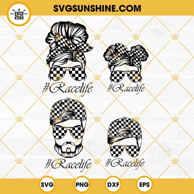 Racing Family SVG, Messy Bun Race Life SVG, Racing Mom SVG, Race Life ...