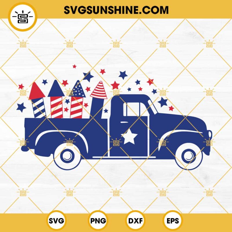 4th Of July Truck SVG, USA Fireworks Farmhouse SVG, 4th Of July SVG ...