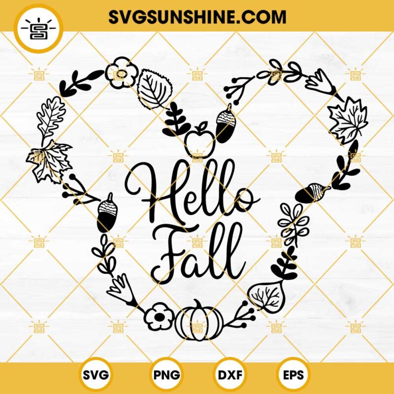 Hello Fall SVG, Autumn SVG, Disney Mickey Head Hello Fall Pumpkin SVG ...