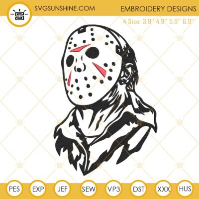 Jason Voorhees Mask With Roses Embroidery Designs, Jason Voorhees ...