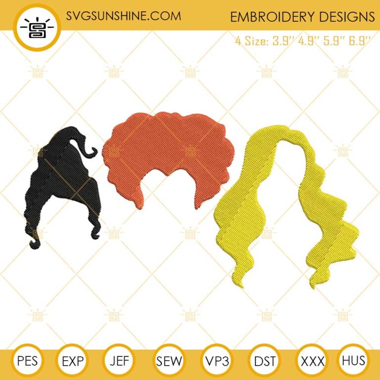 Hocus Pocus Embroidery Designs, Sanderson Sisters Embroidery Design File