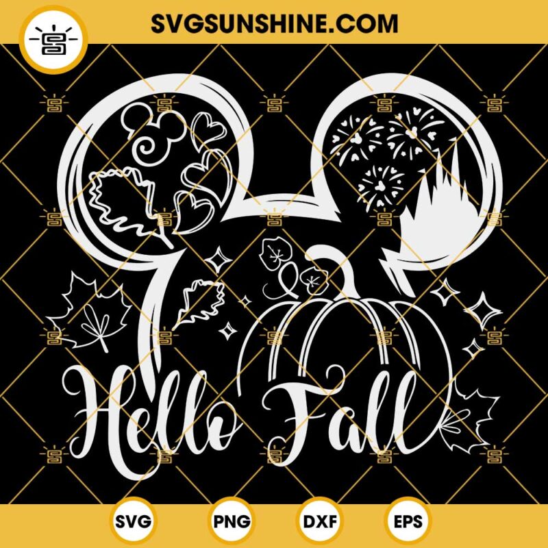 Hello Fall SVG, Autumn SVG, Disney Mickey Head Hello Fall Pumpkin SVG ...