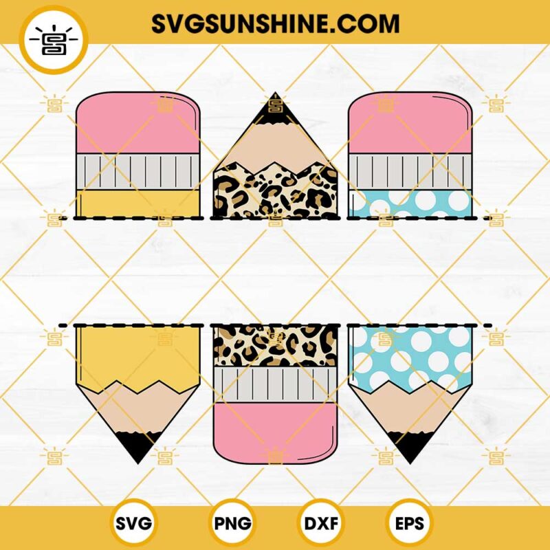 Split Pencil Monogram SVG, Pencil Name Label Frame SVG, Back To School ...