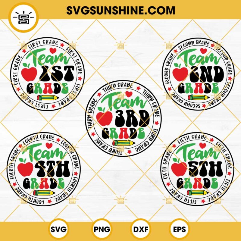 Team Grade SVG Bundle, Back To School SVG, Team 2nd Grade SVG, 3rd, 4th ...