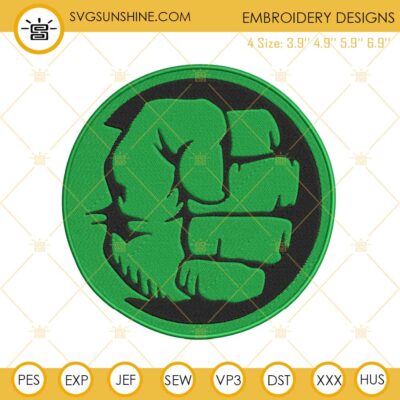 Hulk Logo Embroidery Designs, Hulk Embroidery Design File