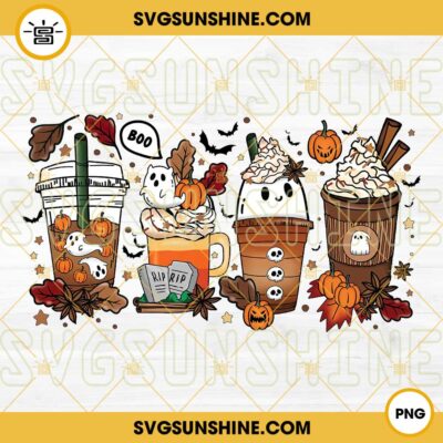 Boo Ghost Pumpkin Coffee Latte PNG, Cute Scary Fall Halloween Iced ...