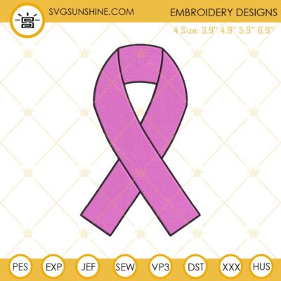 Breast Cancer Awareness Pink Ribbon Embroidery Design File