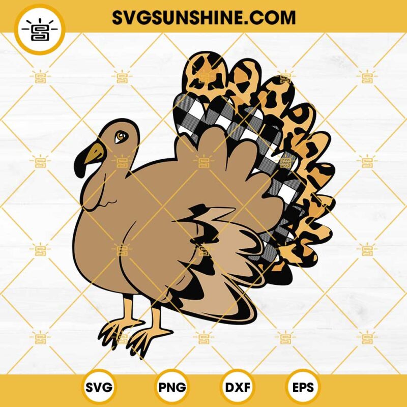 Buffalo Plaid Cheetah Leopard Print Turkey SVG, Turkey Thanksgiving SVG ...