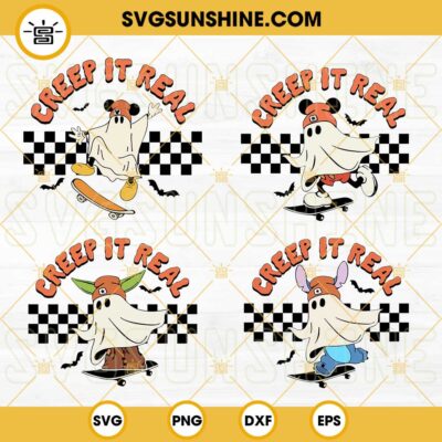 Creep It Real Ghost Skateboarding SVG Bundle, Halloween Disney Ghost ...