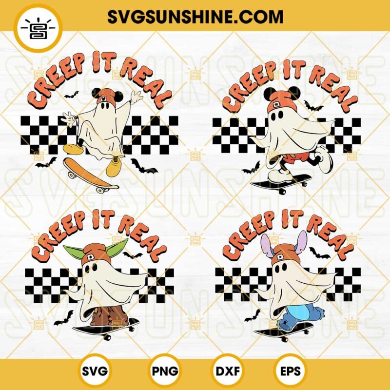 Creep It Real Ghost Skateboarding SVG Bundle, Halloween Disney Ghost ...