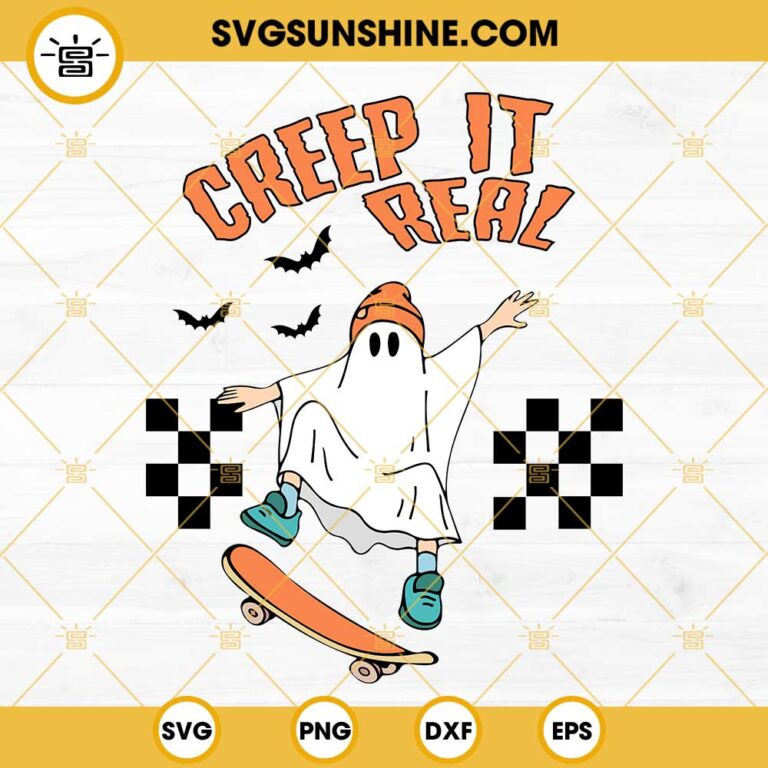 Creep It Real Ghost Skateboard SVG, Boy Halloween SVG, Kids Halloween ...