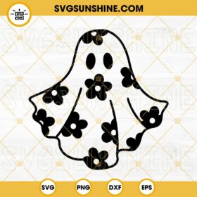 DAISY GHOST SVG, Cute Ghost Halloween SVG, Halloween Flower Ghost SVG ...