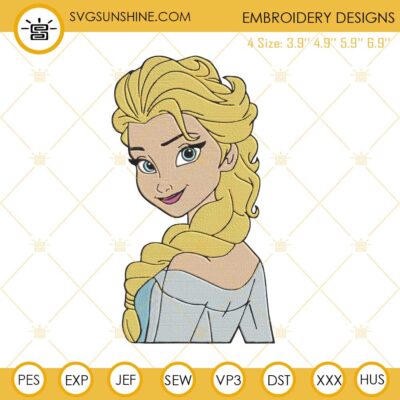 Elsa Frozen Machine Embroidery Design File, Disney Princess Embroidery ...