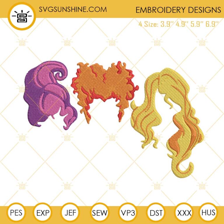 Hocus Pocus Hair Machine Embroidery Designs, Hocus Pocus Embroidery ...