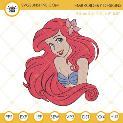Black Ariel Disney Princess Embroidery Designs, The Little Mermaid ...