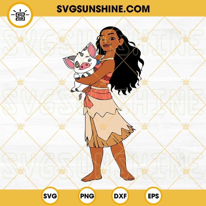 Moana And Pig SVG, Moana SVG Cut File, Moana Cricut File, Pig SVG