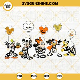 Disney Skeleton Characters Halloween SVG, Skeleton Custume Halloween ...