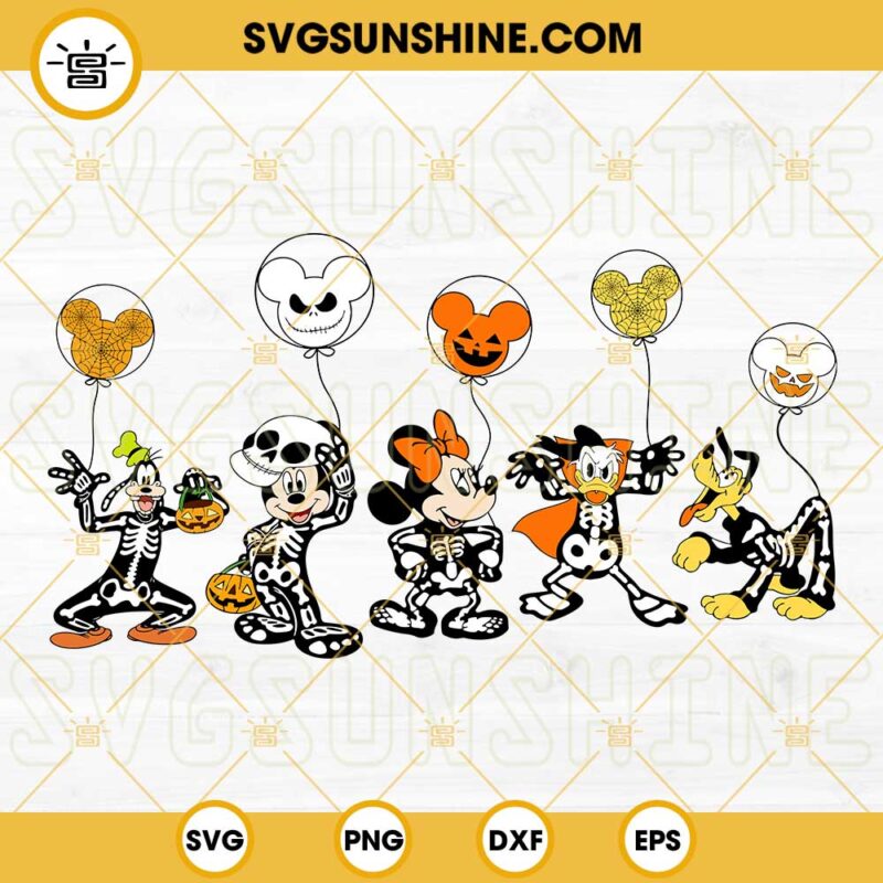 Disney Skeleton Characters Halloween SVG, Skeleton Custume Halloween ...