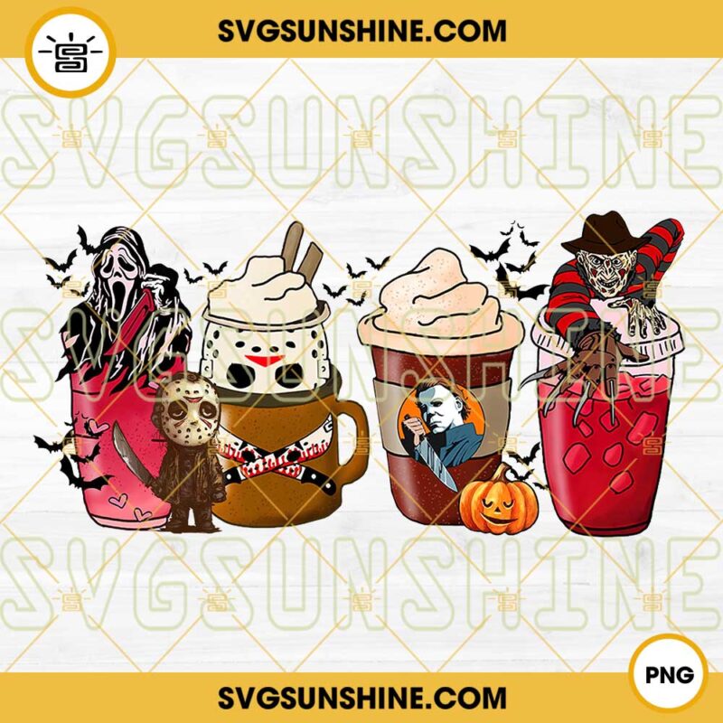 Horror Movie Characters Coffee Latte PNG, Horror Movie Halloween Coffee ...