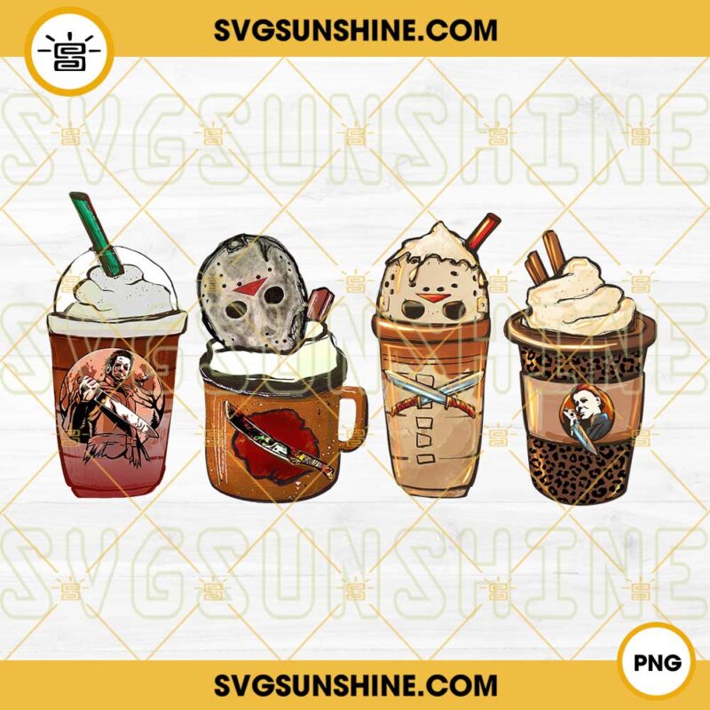 Horror Movie Killers Coffee Latte PNG, Horror Halloween Coffee PNG ...