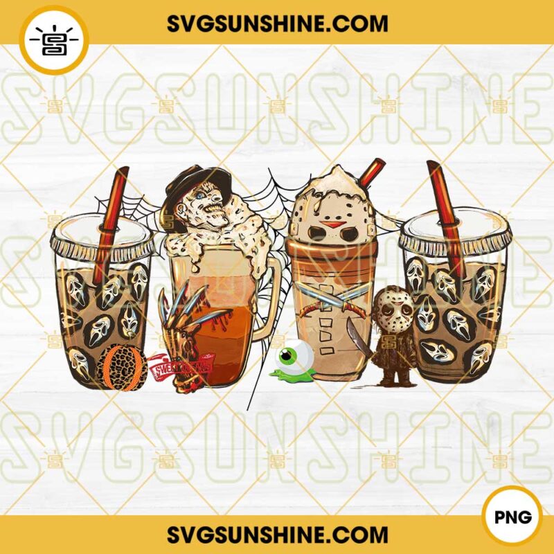 Jason Voorhees Freddy Krueger Ghostface Coffee Latte PNG, Horror Fall Coffee PNG, Halloween ...