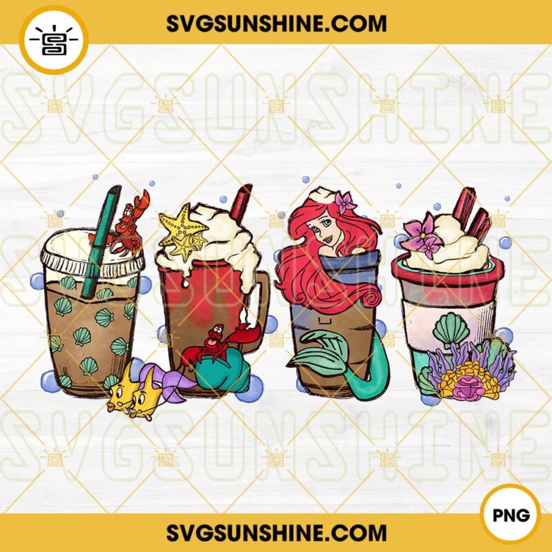 Ariel The Little Mermaid Coffee PNG, Ariel Iced Coffee Latte PNG Design ...