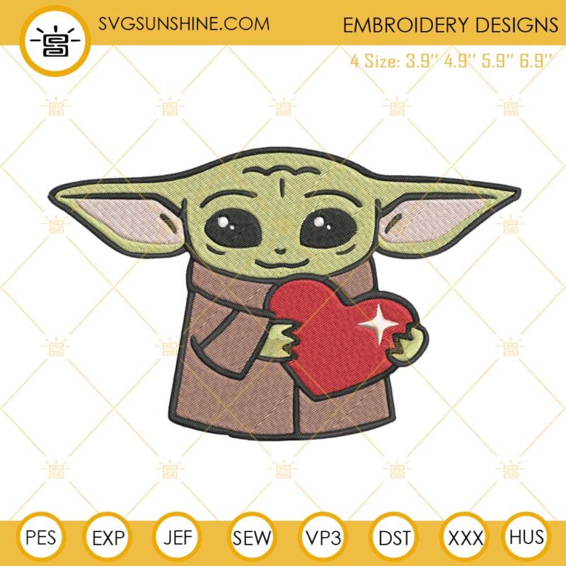 Baby Yoda Embroidery File, Star Wars Embroidery Design
