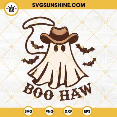 Boo How SVG, Boo Haw SVG, Cowboy Ghost Halloween SVG PNG DXF EPS