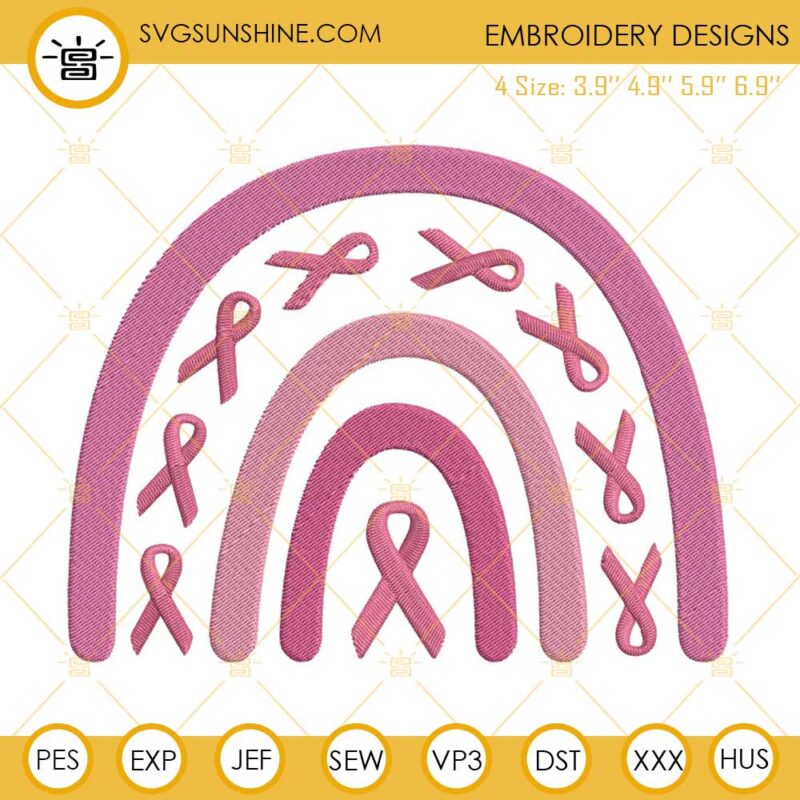 Breast Cancer Rainbow Machine Embroidery Design File
