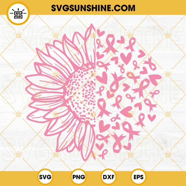 Breast Cancer Sunflower SVG, Breast Cancer Awareness SVG, Pink Ribbon ...