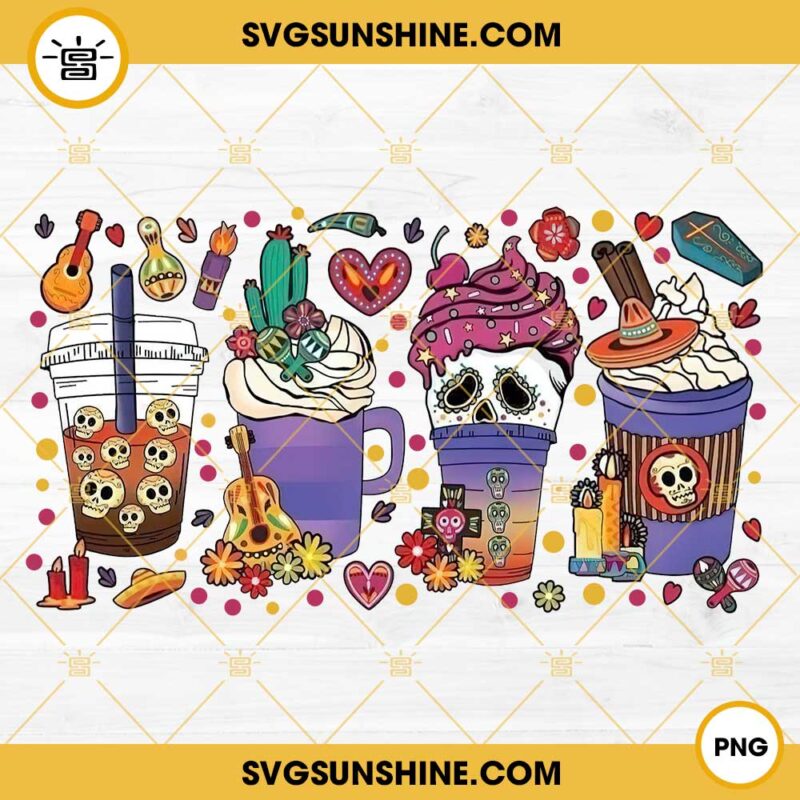 Calavera Sugar Skull Coffee Latte PNG, Day Of The Dead Coffee PNG, Dia ...