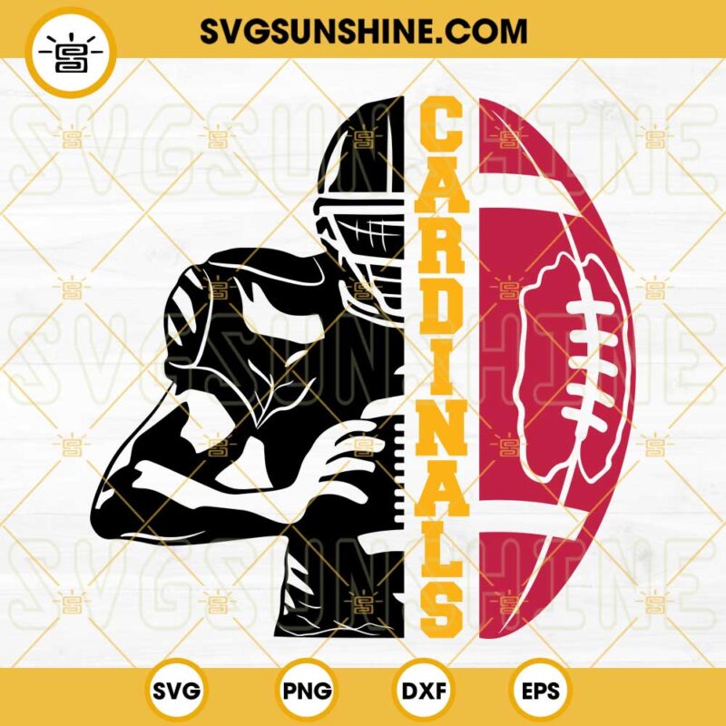 Cardinals Football Half Player SVG, Cardinals Team SVG, Half Football ...