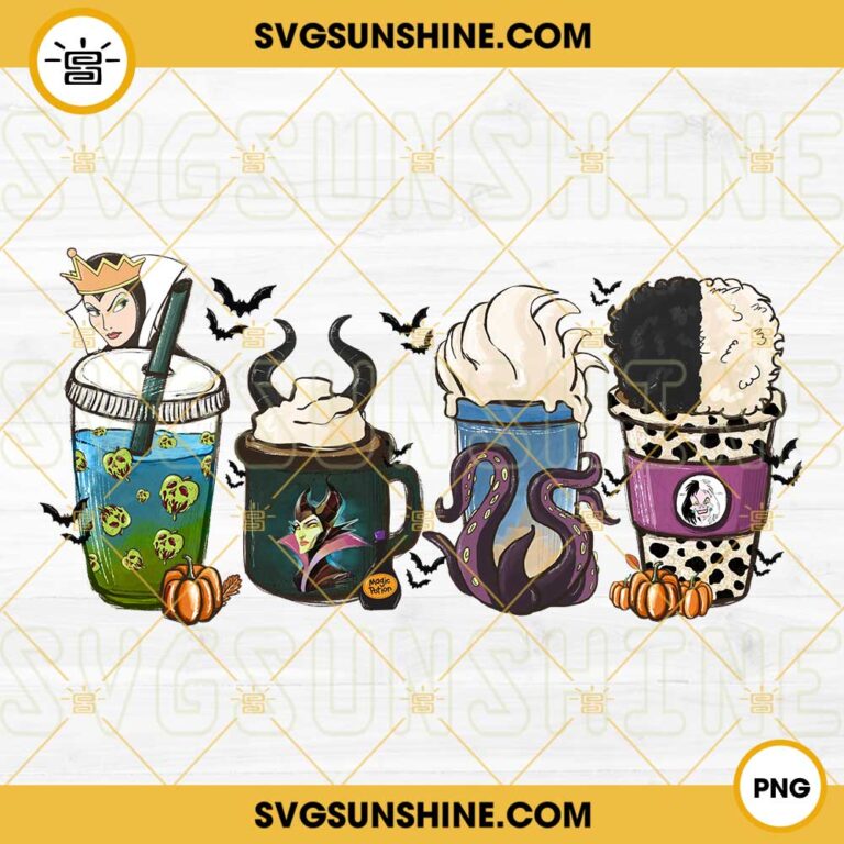 Halloween Villains Coffee PNG, Disney Villains Latte PNG, Fall Coffee ...