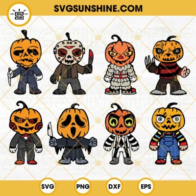 Horror Characters Pumpkin Heads SVG Bundle, Halloween Characters SVG ...
