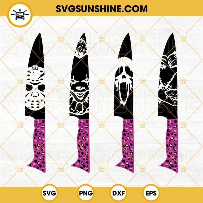 Horror Movie Characters In Knives SVG, Pink Halloween SVG DXF EPS PNG ...