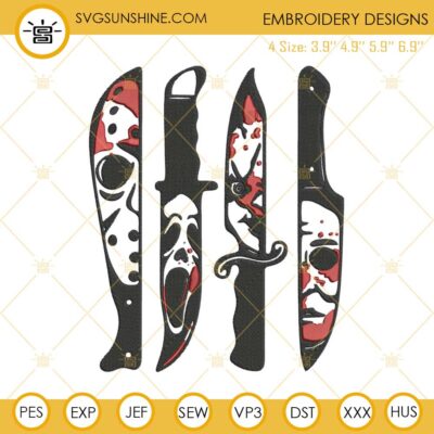 Horror Characters In Knives Halloween Embroidery Design File