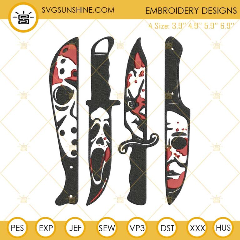 Horror Characters In Knives Halloween Embroidery Design File