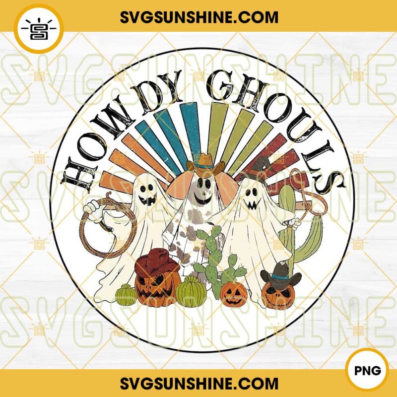 Howdy Ghouls SVG, Western Ghost SVG, Cowboy Ghost SVG, Vintage Ghost ...