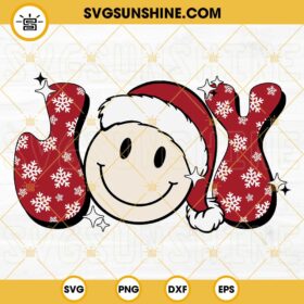 Joy SVG, Joy Santa Smiley Face SVG, Joy Christmas Snowflakes SVG PNG ...